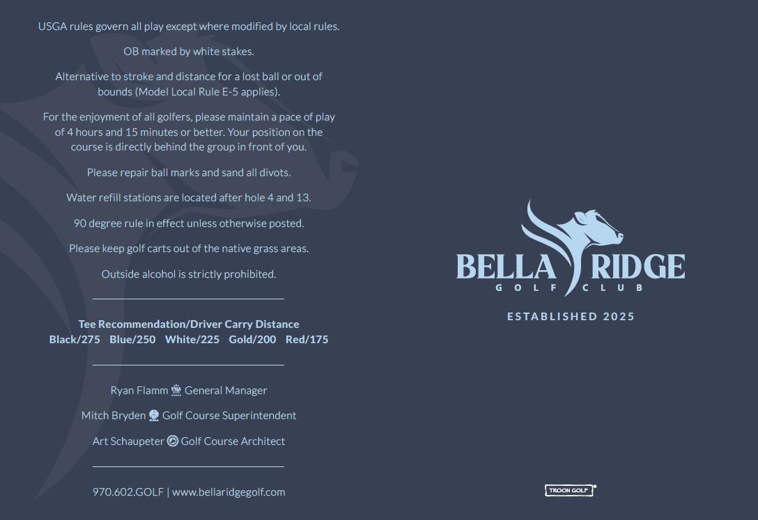Scorecard - Bella Ridge Golf Club